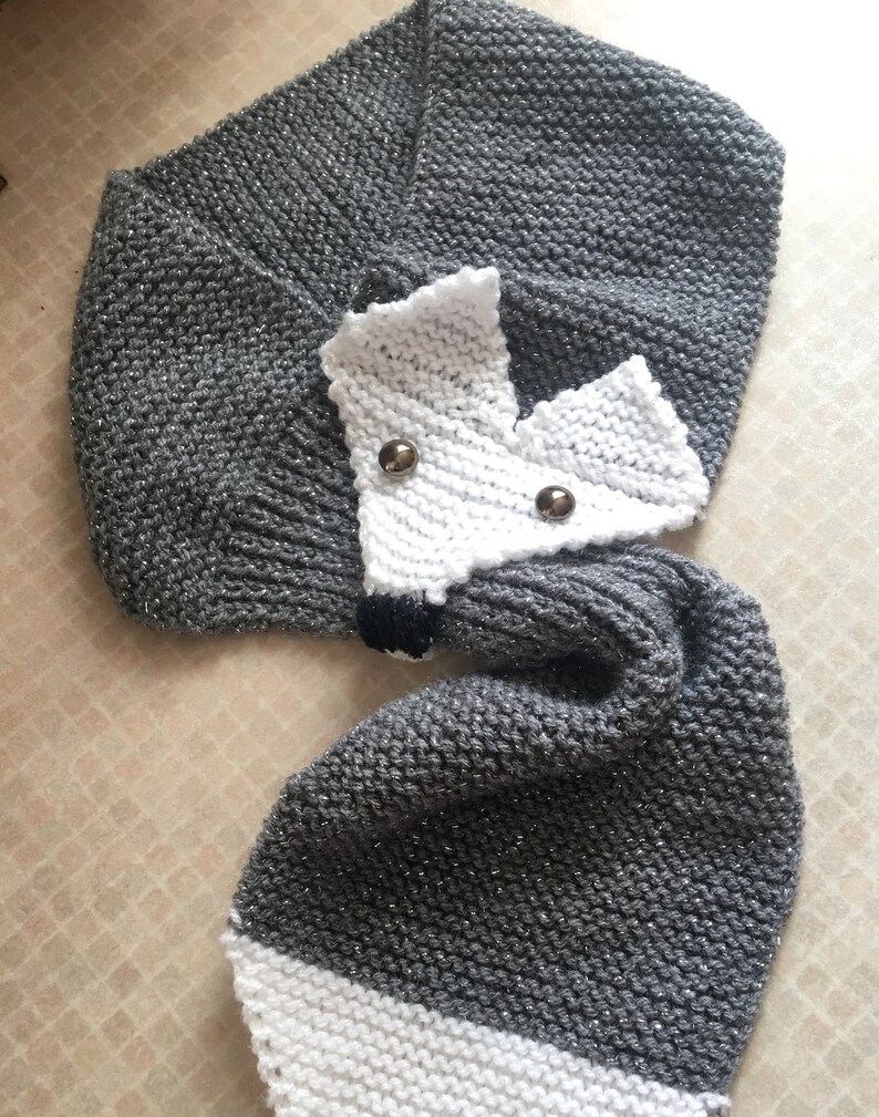 Easy Knit Retro Garter Stitch Silver Fox Scarf A4 Laminated - Etsy