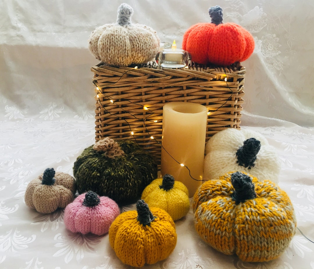 PDF Straight Needles Knitting Pattern Easy Knit Pumpkin DK Aran Chunky ...