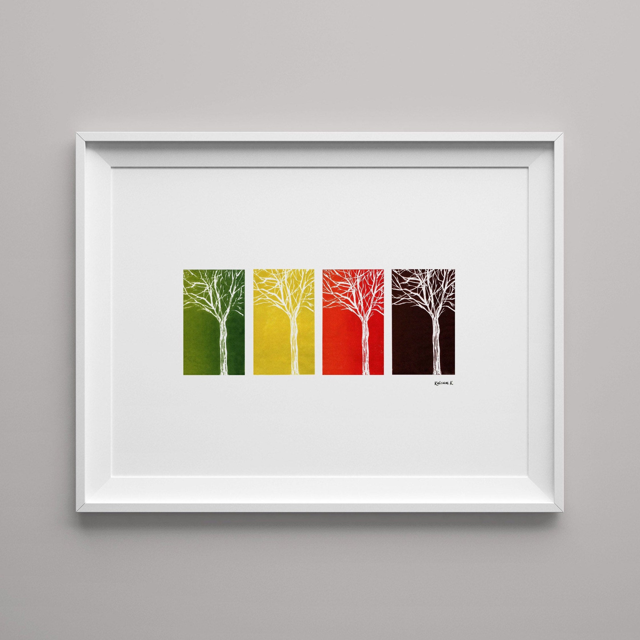 Seasons Inspired Tree Lino Print Lino Print Seasonal Art - Etsy