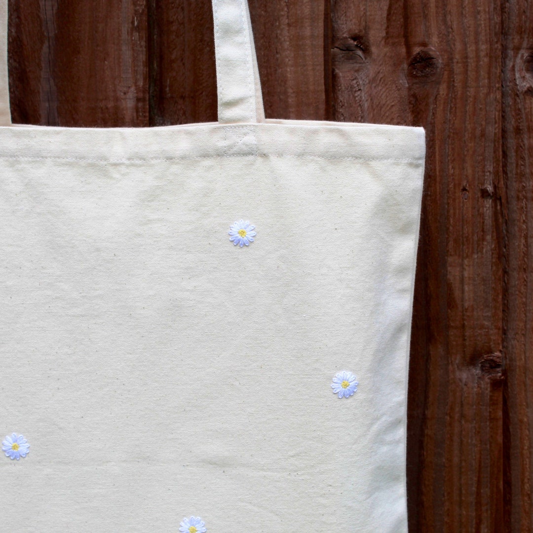 Embroidered Daisy Tote Bag Embroidered Tote Bag - Etsy