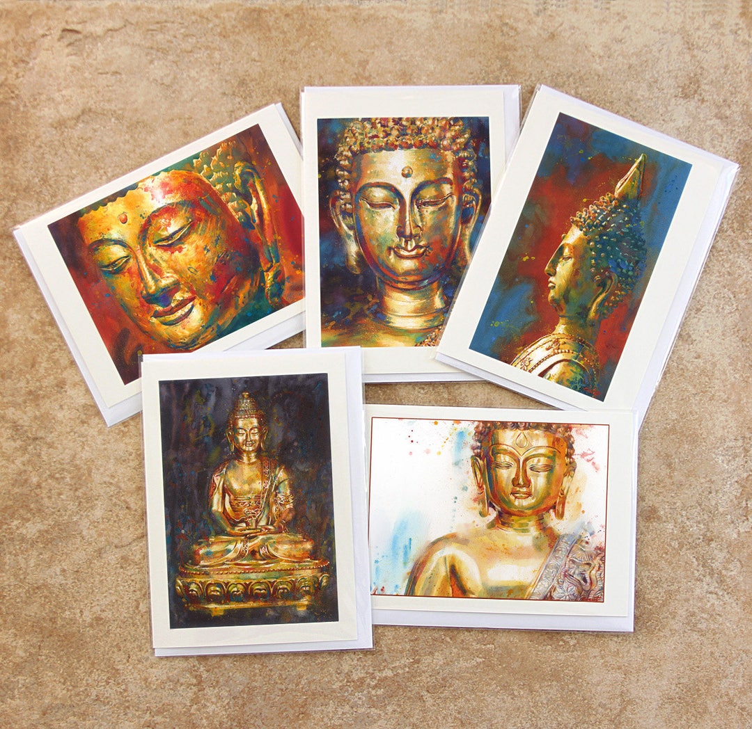 Buddha Greeting Cards Pack of 5 Different Designs, Blank Inside - Etsy
