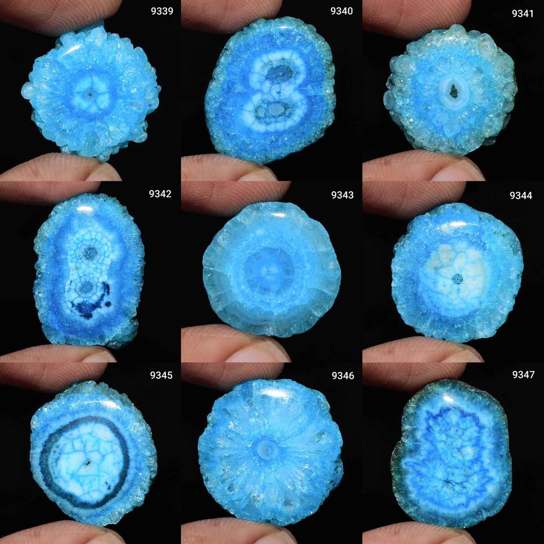 Solar Quartz, Larimar Color Solar Quartz Slice Cabochon Gemstone, Solar ...