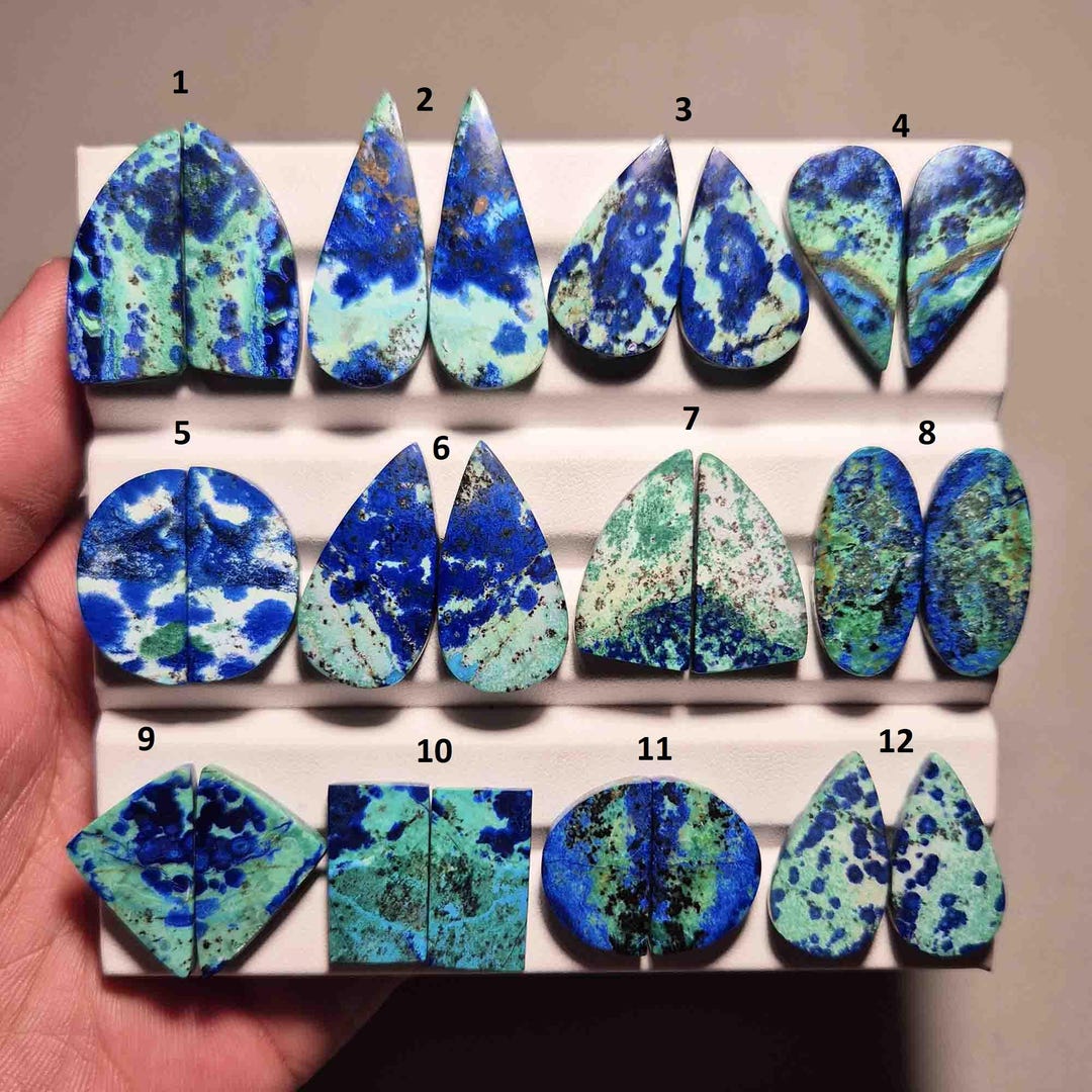 Exclusive Pair 100% Natural Azurite Malachite Cabochon Loose Gemstone ...