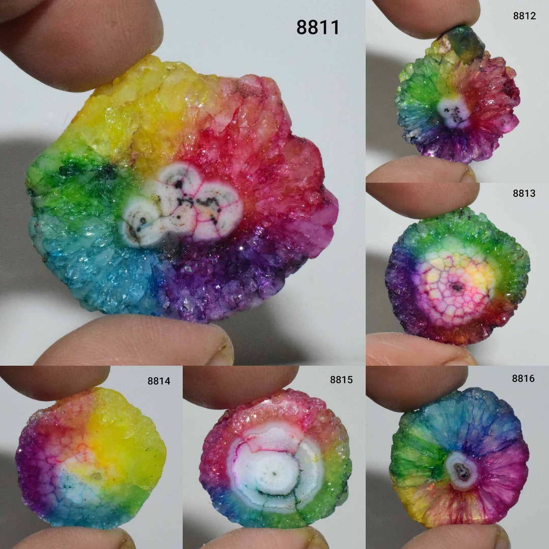 Tinted Multi Color Solar Quartz Slice Cabochon, Solar Quartz Gemstone ...