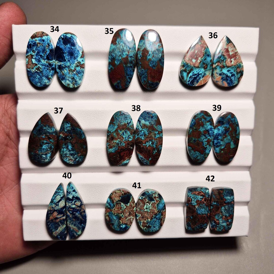 Superb Quality 100% Natural Azurite Pair Gemstone Matched Pair Azurite ...