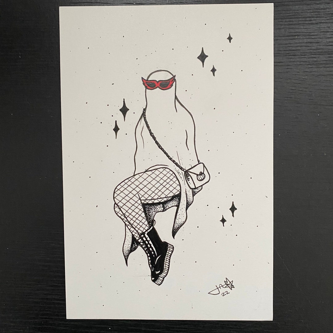 Sassy Ghost Lady Tattoo Inspired Original Illustration - Etsy