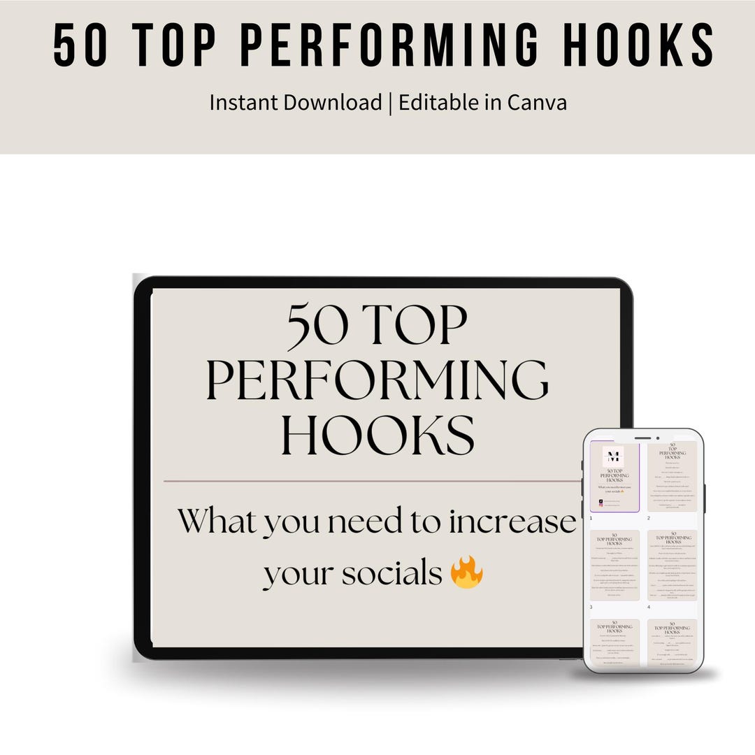 50 Top Performing Hooks- Best Hooks for Instagram and Tiktok Reels- Digital Marketing - PLR ...