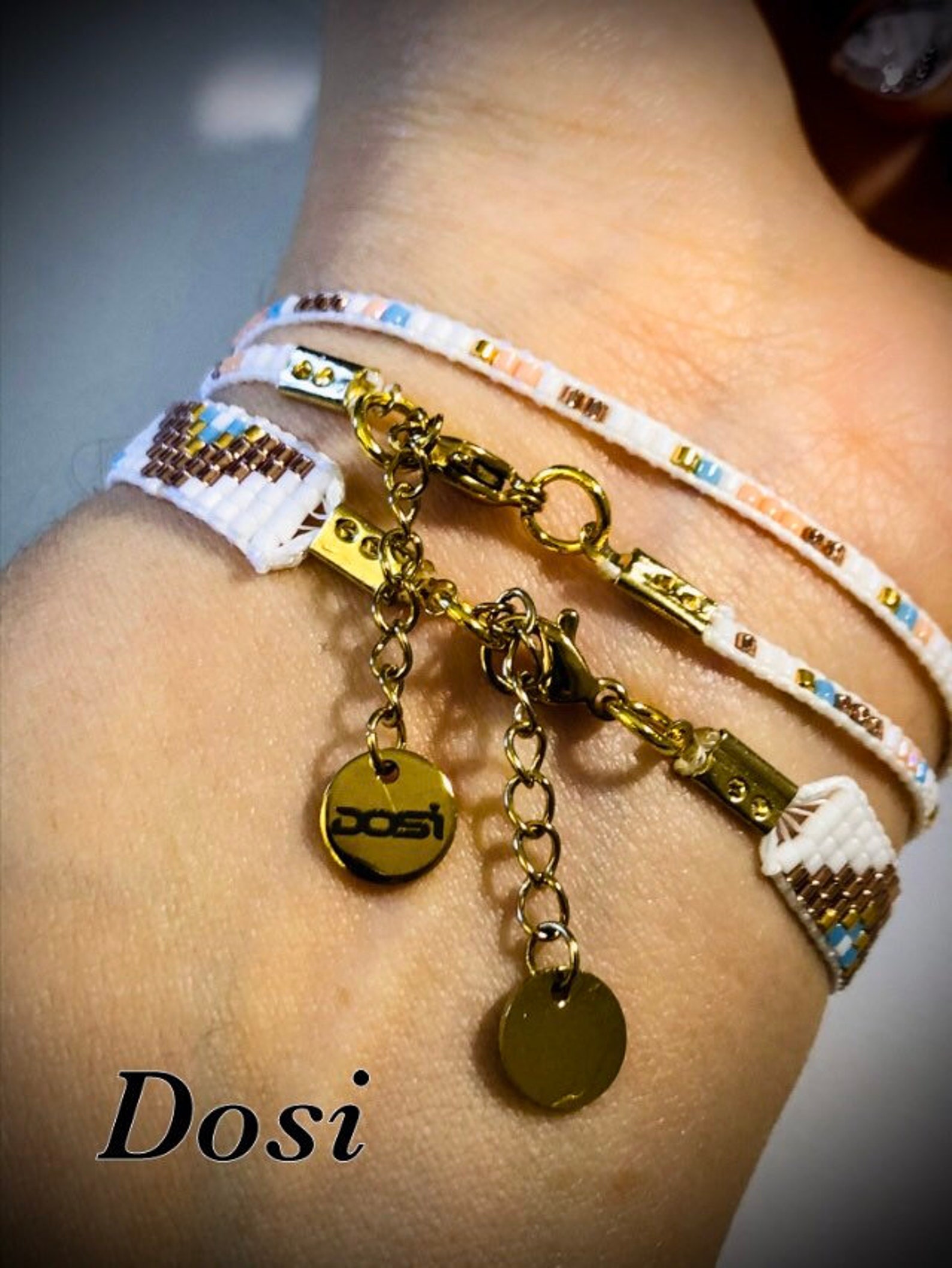 Miyuki Bracelets, Dainty Beaded Stacking, Gold Clasp, Gift for Women or ...