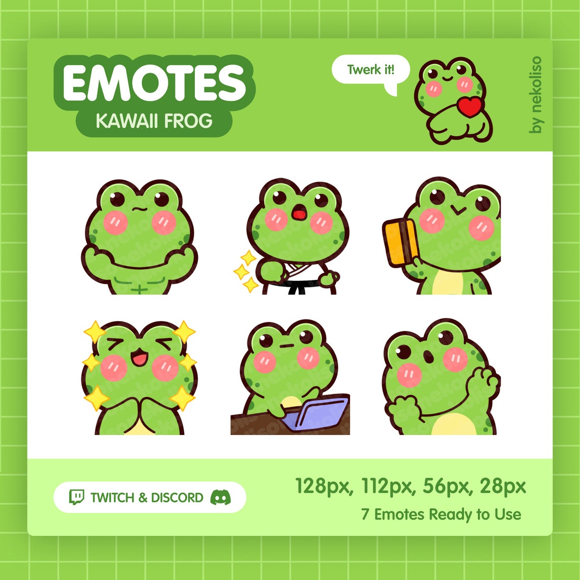 Kawaii Frog Emotes Twitch and Discord Cute Frog Emotes Pack Kawaii ...