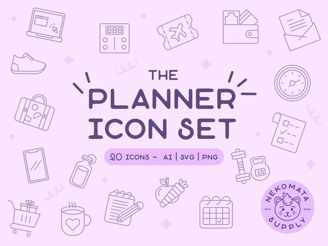 Everyday Planner Outline Icon Set Thin Line Art Icon Pack Icon Clipart ...
