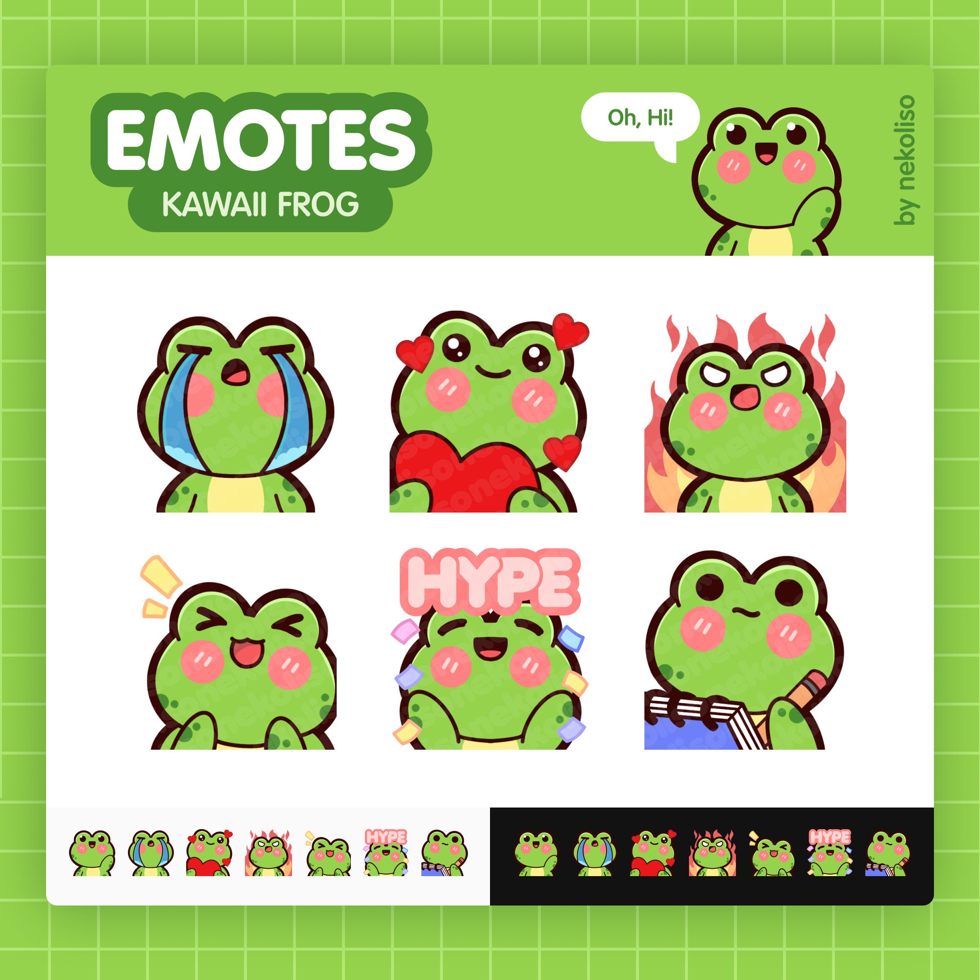 Bundle Kawaii Frog Emotes Twitch and Discord | Super Set Cute Frog ...