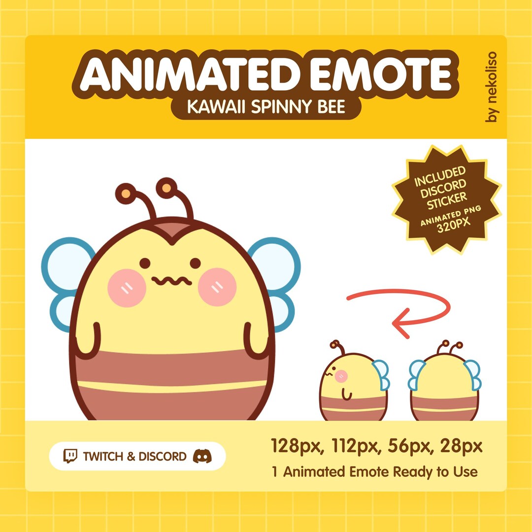 Animated Kawaii Bee Spinning in a Circle Emote Twitch and Discord Cute ...