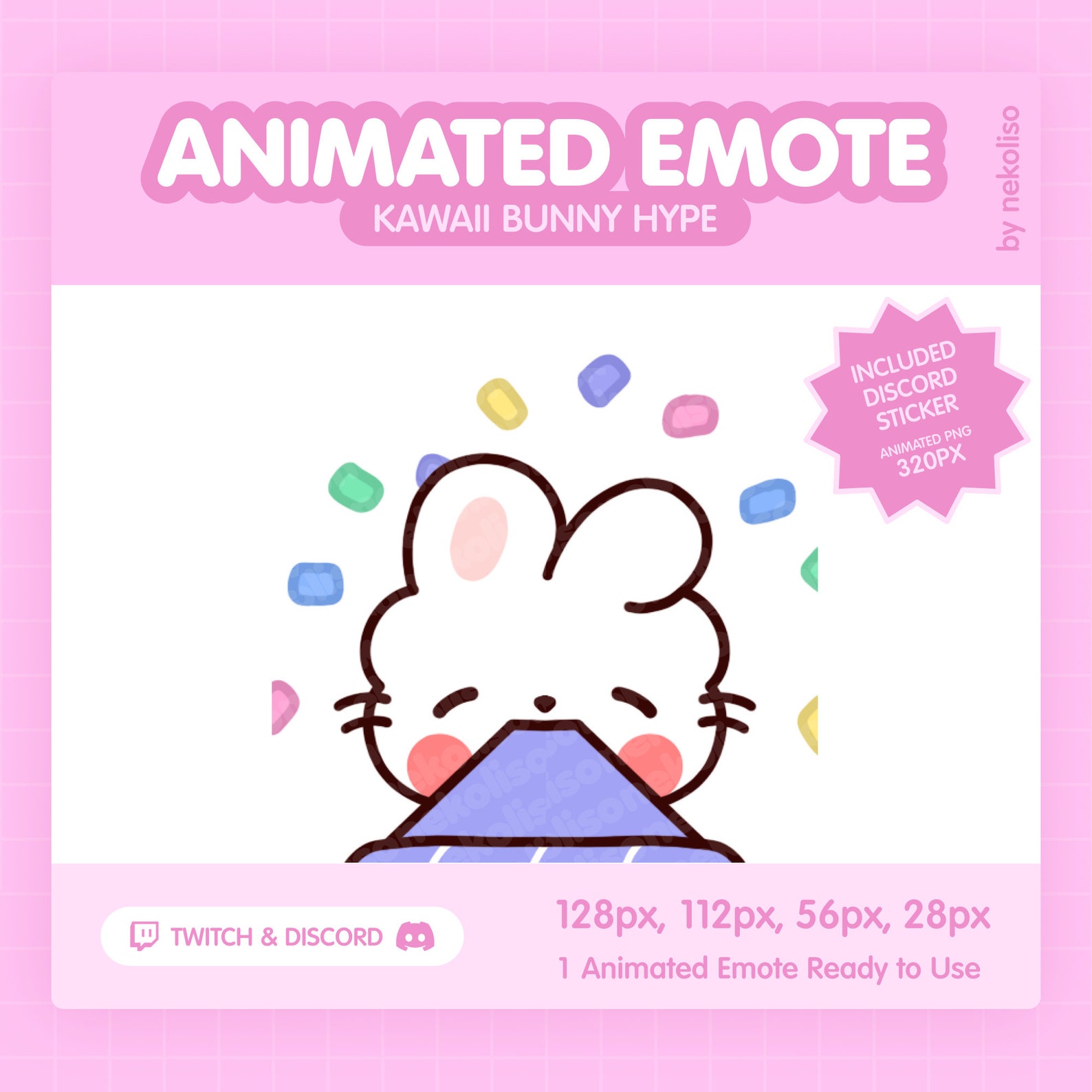 Animated Bunny Emote for Twitch and Discord Kawaii Cute Bunny Bunny ...