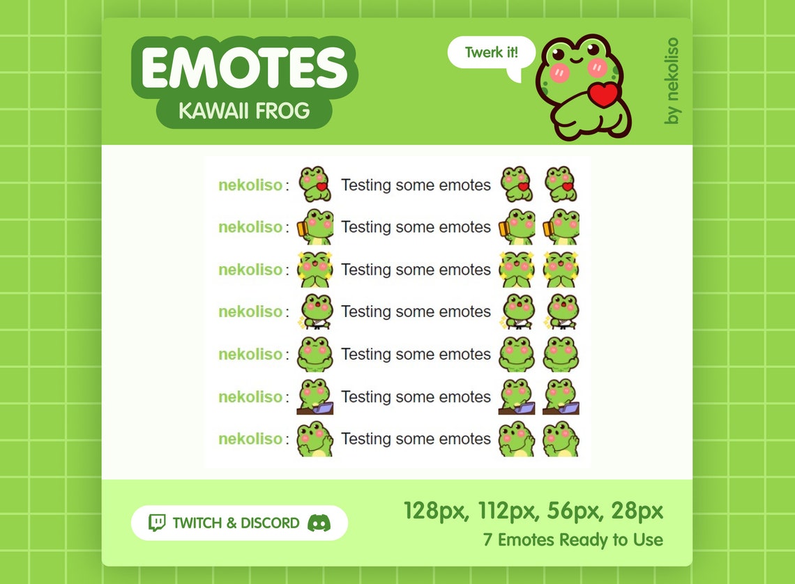 Kawaii Frog Emotes Twitch and Discord Cute Frog Emotes Pack Kawaii ...