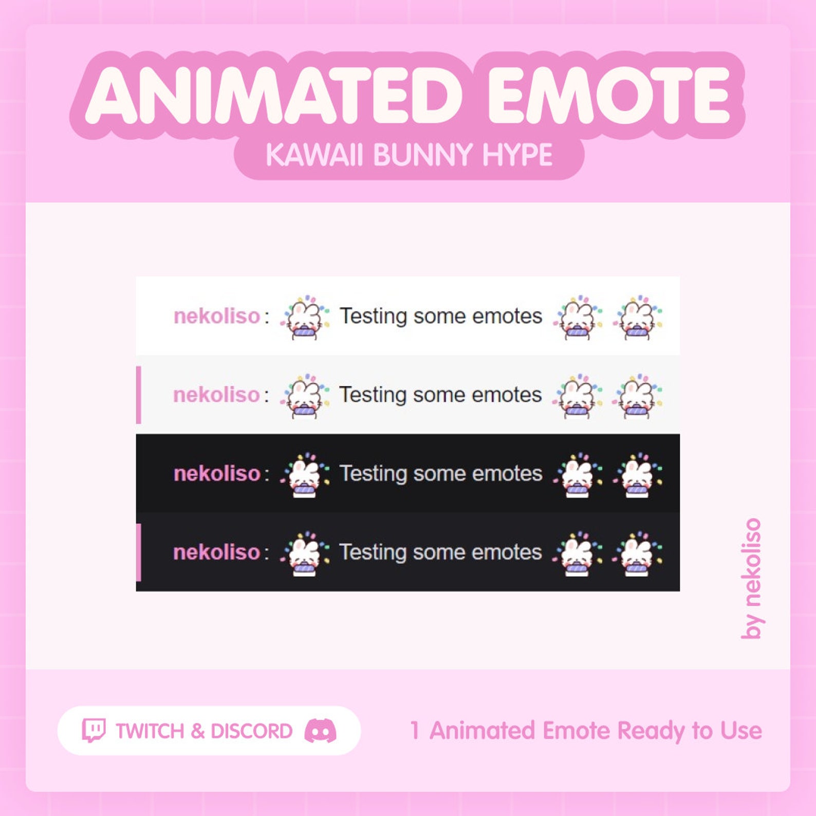 Animated Bunny Emote for Twitch and Discord Kawaii Cute Bunny Bunny ...
