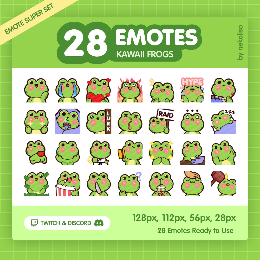 Bundle Kawaii Frog Emotes Twitch and Discord | Super Set Cute Frog ...