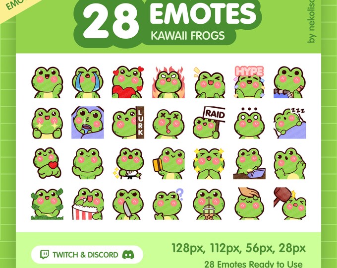Bundle Kawaii Frog Emotes Twitch and Discord Super Set Cute Frog Emotes ...