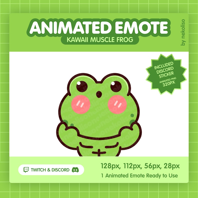Animated Kawaii Muscle Frog Emote for Twitch and Discord Muscle Flexing ...