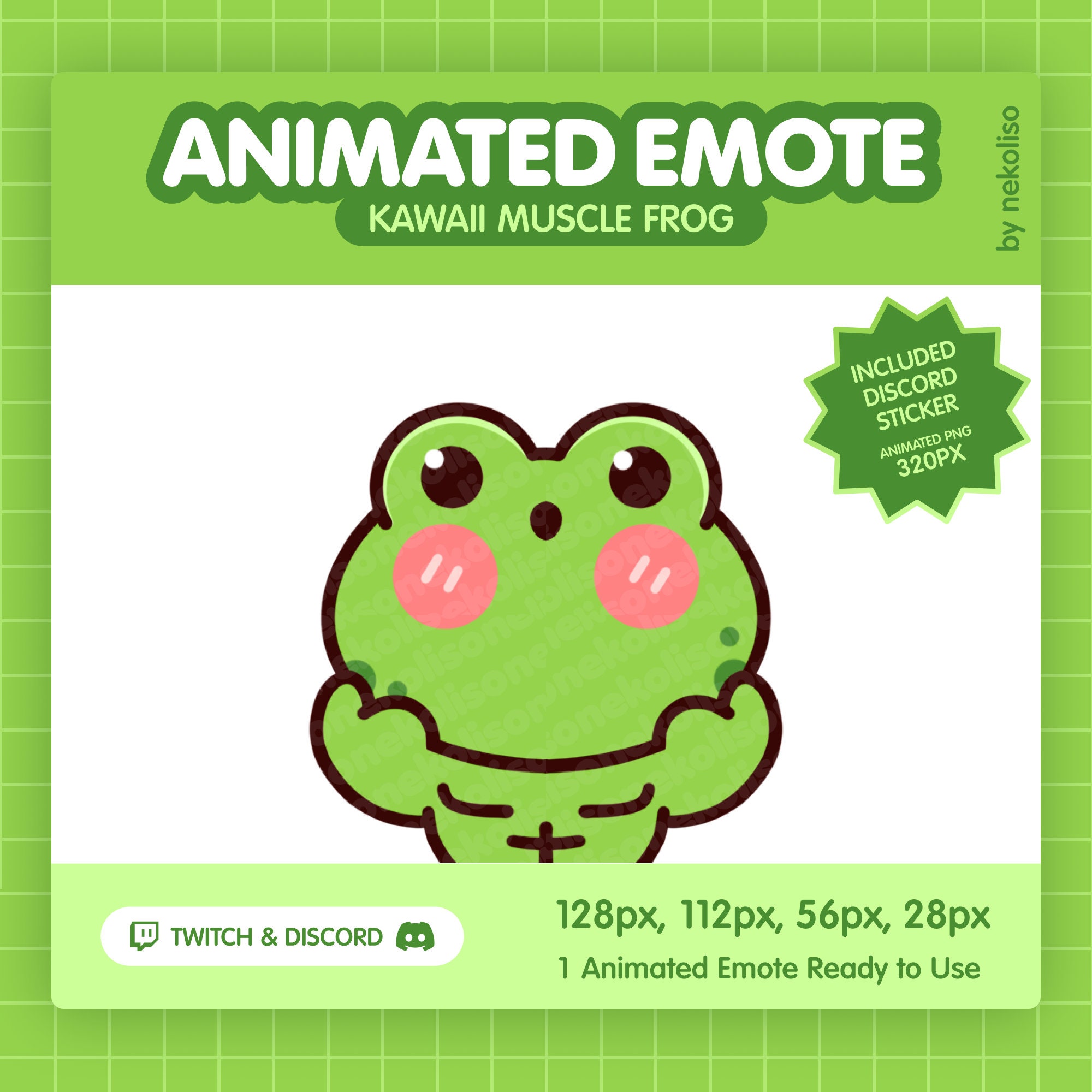 Animated Kawaii Muscle Frog Emote for Twitch and Discord Muscle Flexing ...