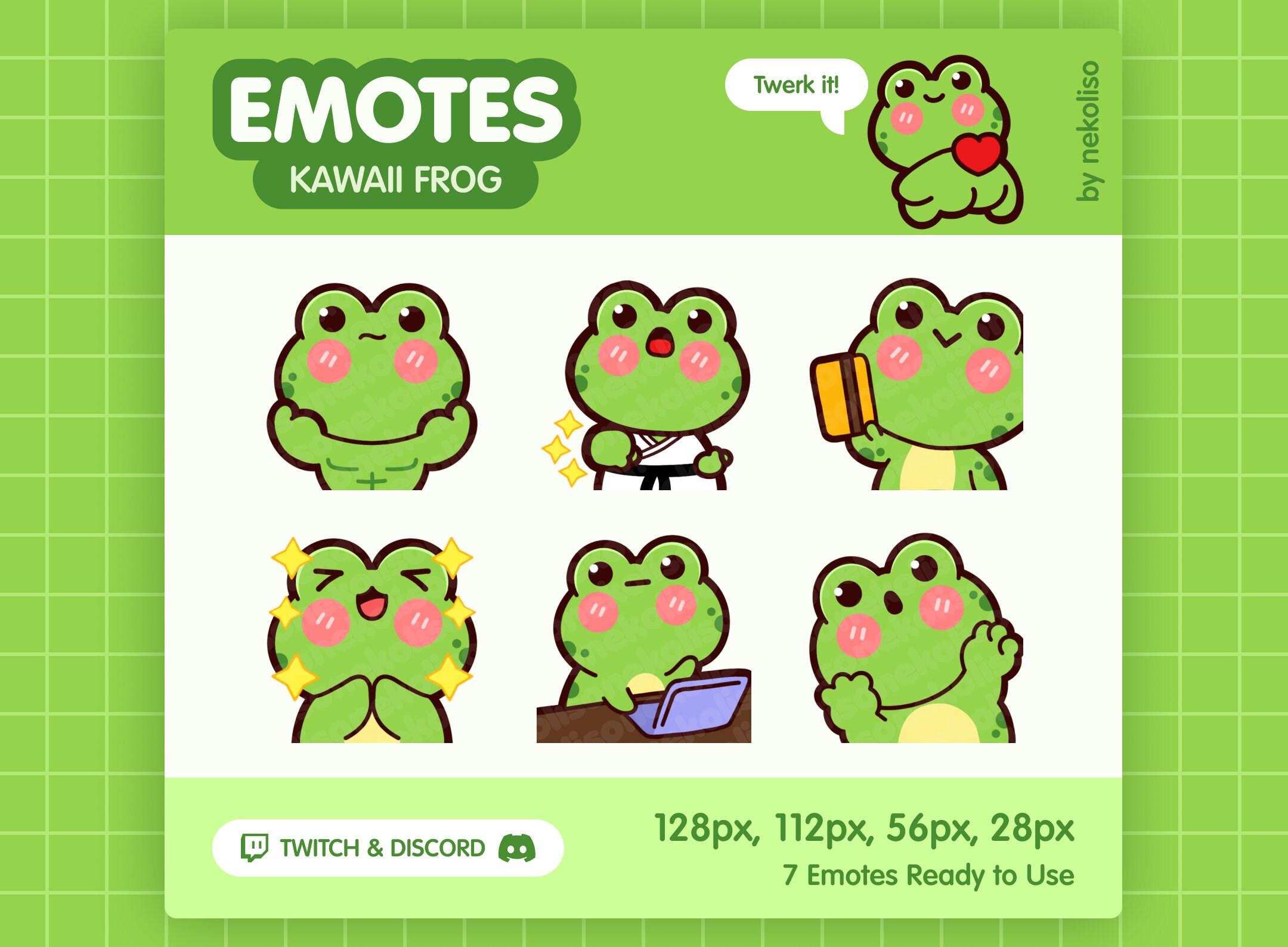 Kawaii Frog Emotes Twitch and Discord Cute Frog Emotes Pack Kawaii ...