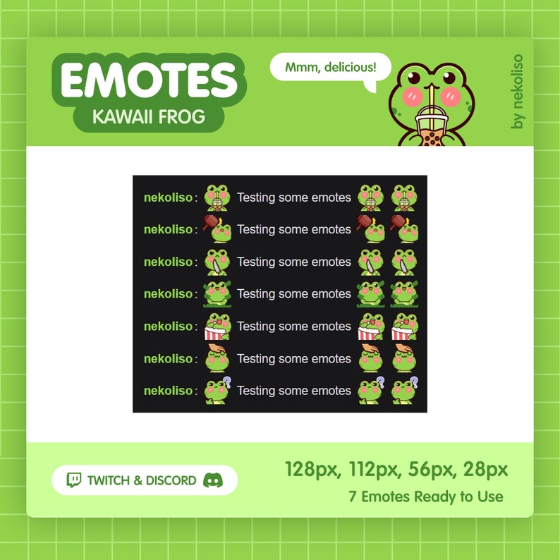 Kawaii Frog Emotes Twitch and Discord | Cute Frog Emotes Pack | Kawaii ...