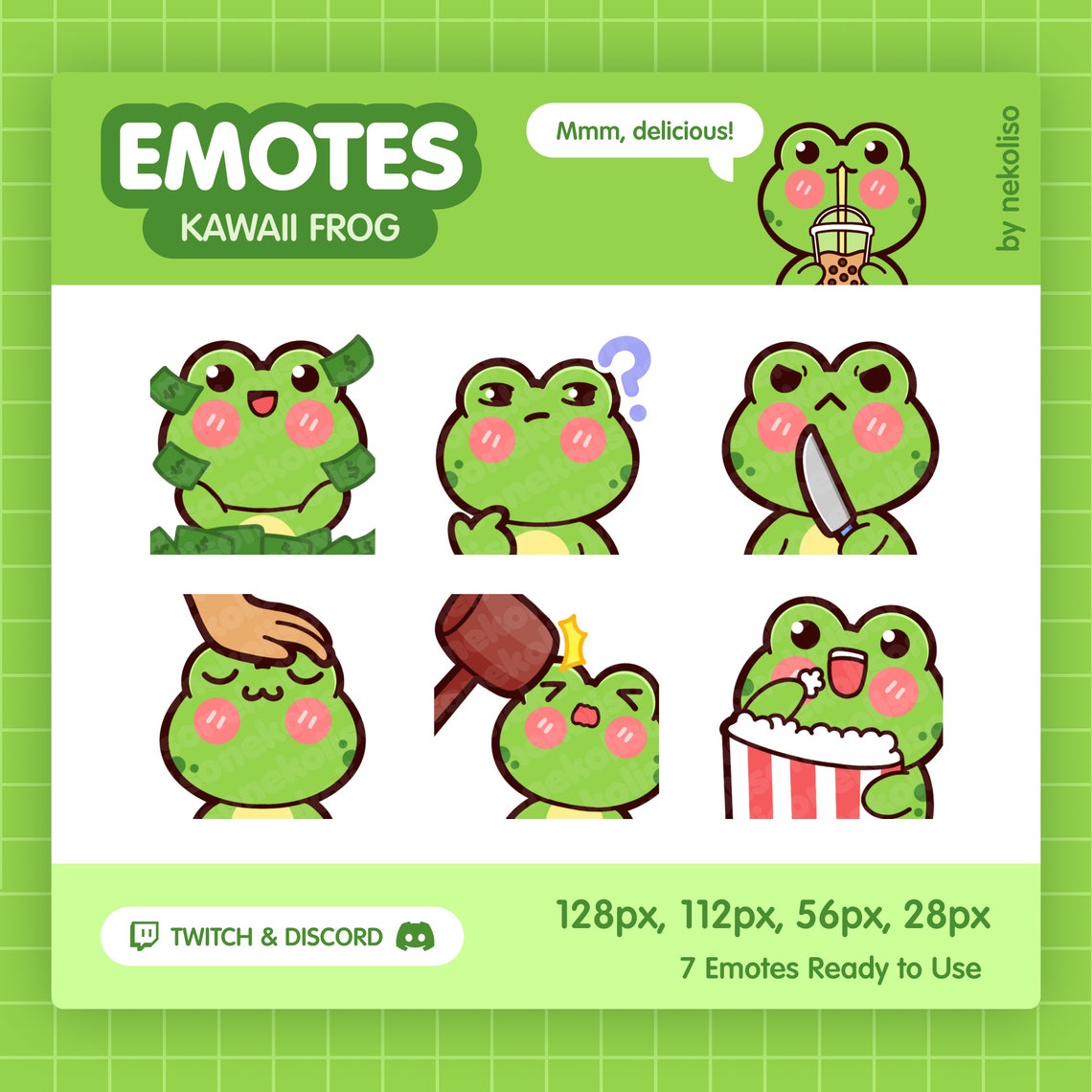 Kawaii Frog Emotes Twitch and Discord Cute Frog Emotes Pack Kawaii ...