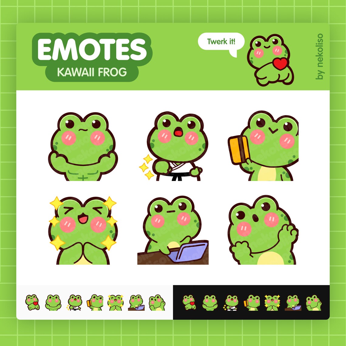 Bundle Kawaii Frog Emotes Twitch and Discord Super Set Cute Frog Emotes ...