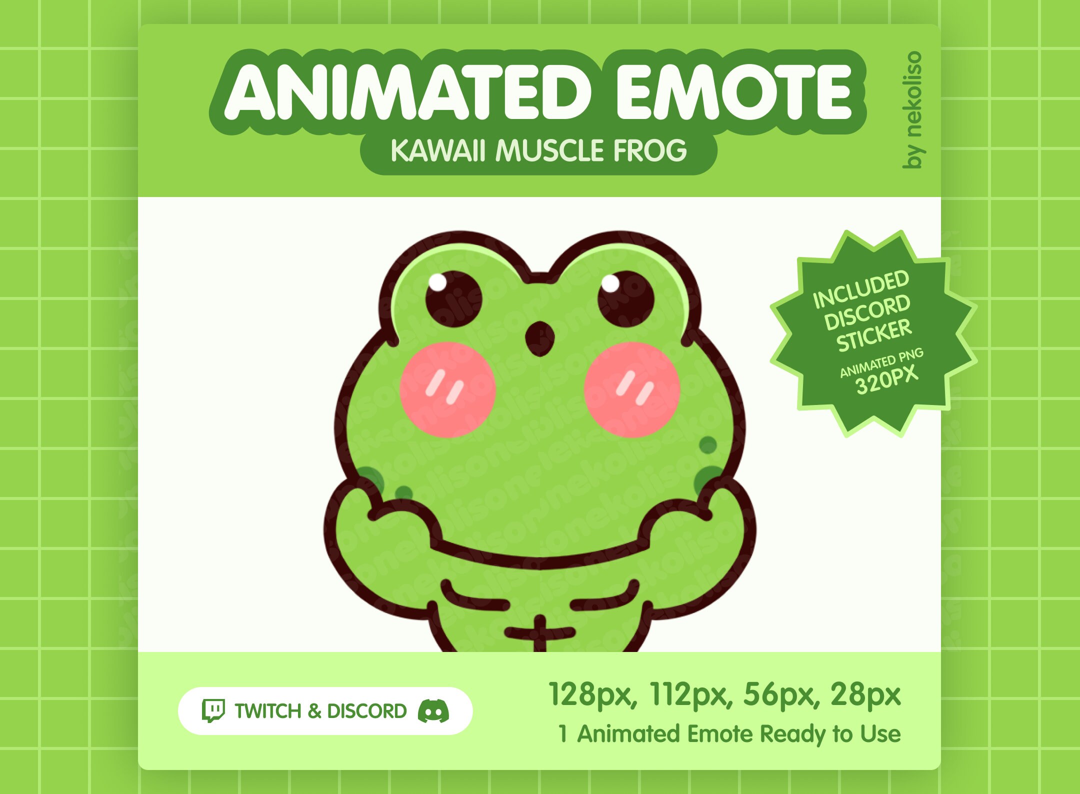 Animated Kawaii Muscle Frog Emote for Twitch and Discord Muscle Flexing ...