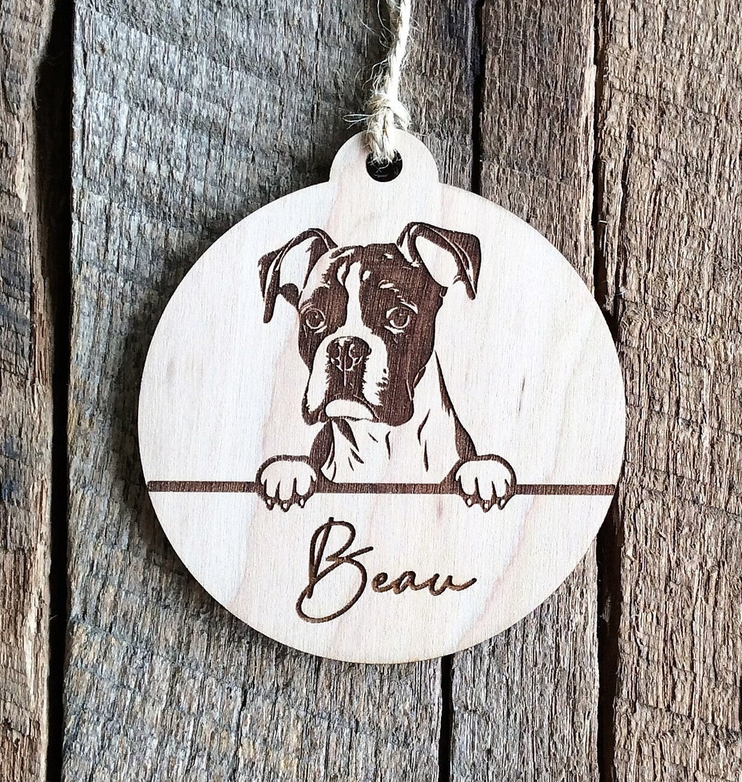 Personalized Boxer Ornament, Boxer Dog Gifts, Wood Christmas Ornament ...