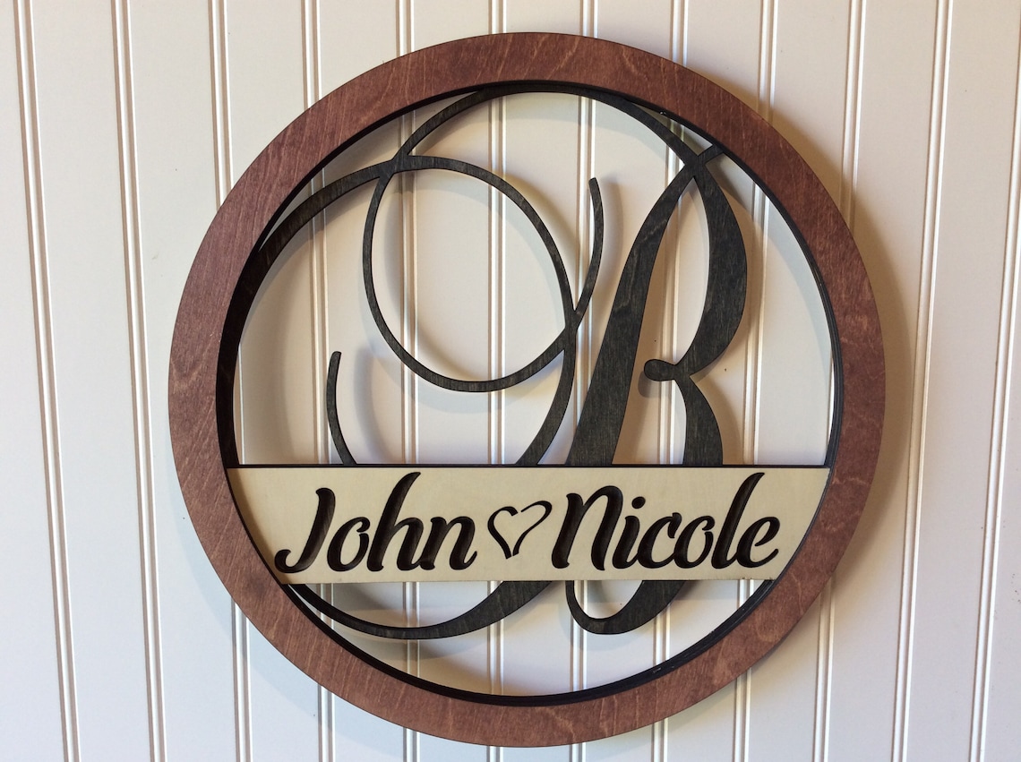Rustic Wall Decor Home Sign Monogram Wedding Gift - Etsy
