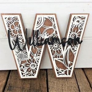 Last Name Letter Monogram, Custom Wedding Decor Sign, Wall Initial With ...