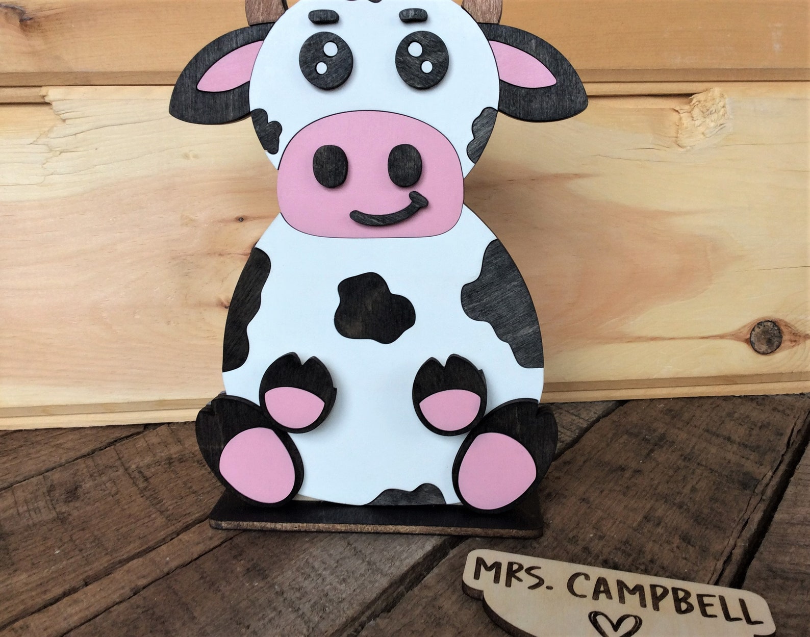 Cow Teacher Name Sign Personalized Desk Name Plaque Cow - Etsy