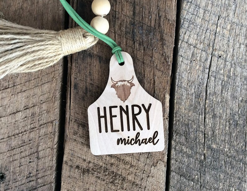 Personalized Cow Tag, Engraved Wooden Backpack Tag - Etsy