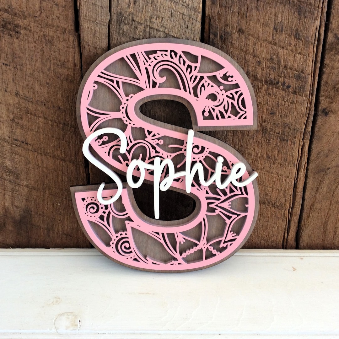 Monogram Letter With Name, Nursery Name Sign, Personalized Kids Room ...