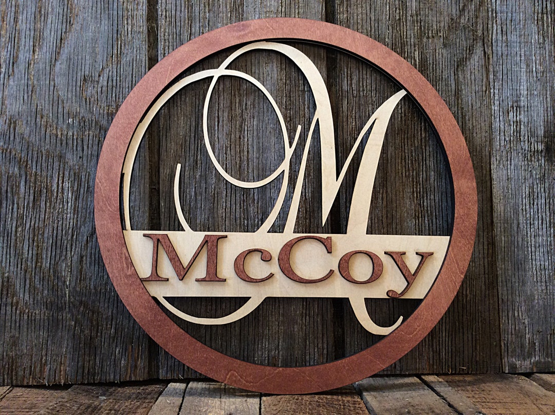 Monogram Wood Sign|personalized Family Name Sign Wood|last Name Sign ...