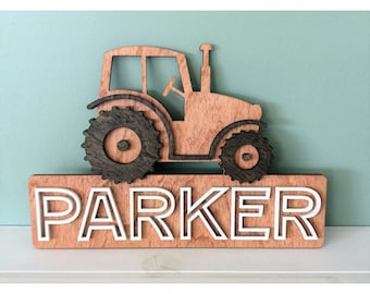 Custom Tractor Wood Sign Kids Layered 3D Decor for Nursery Homemade ...