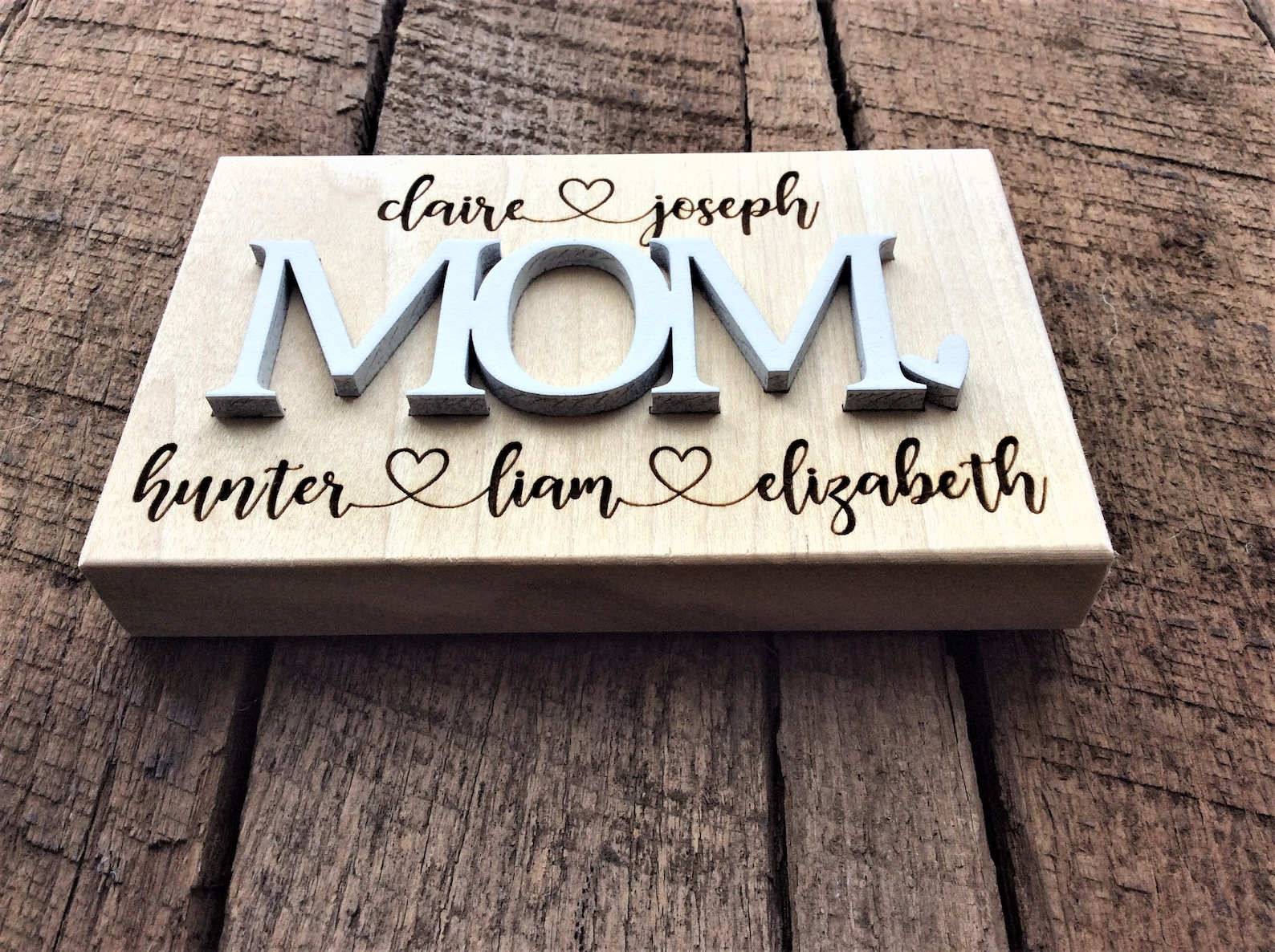 Mother's Day Mini Wood Sign, Personalized Gift for Mom With Kids Names ...