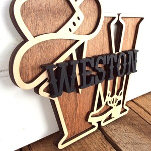 Western Nursery Name Sign, Rustic Cowboy Monogram, Birch Wood Decor - Etsy