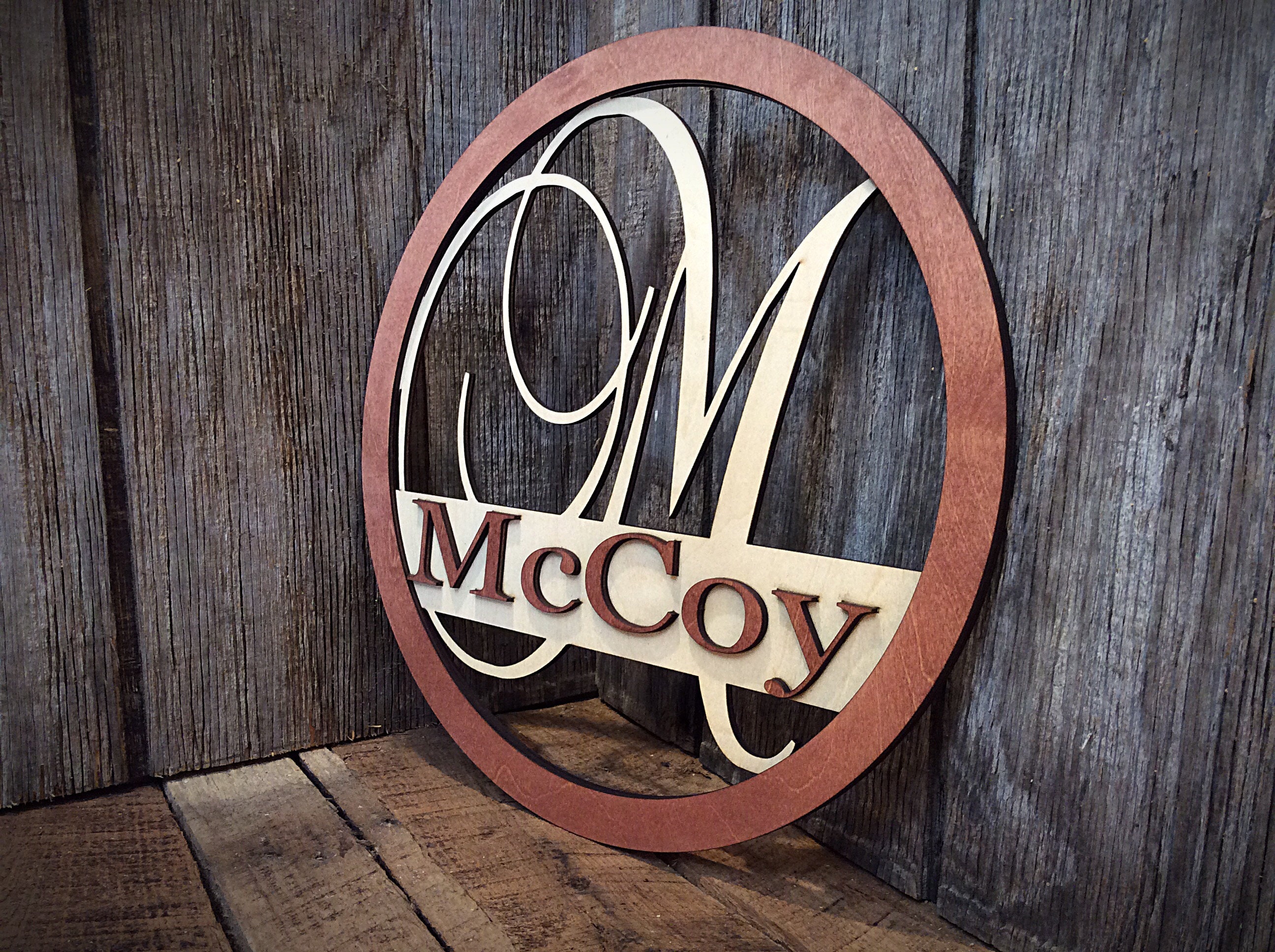 Monogram Wood Sign|personalized Family Name Sign Wood|last Name Sign ...