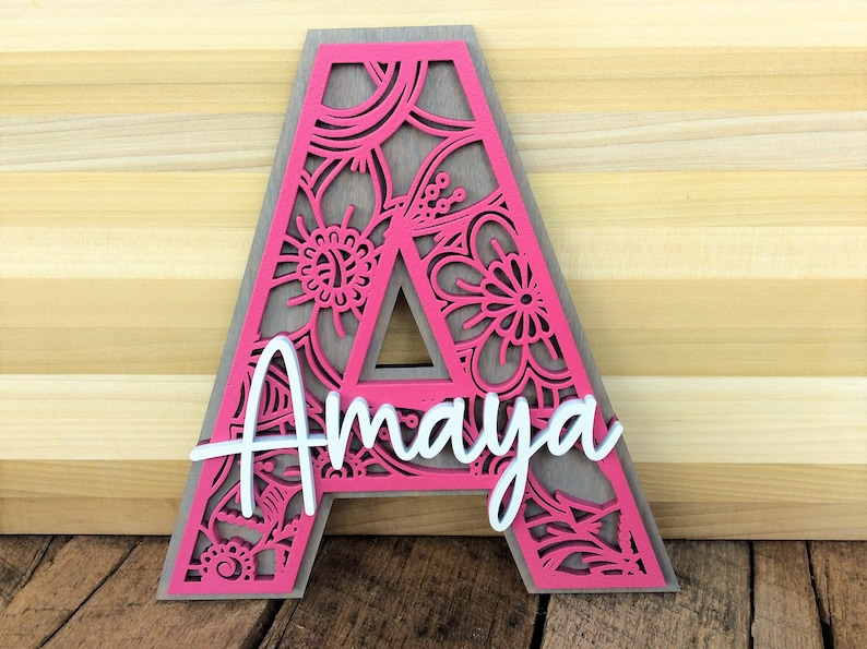Monogram Letter With Name Nursery Name Sign Personalized - Etsy