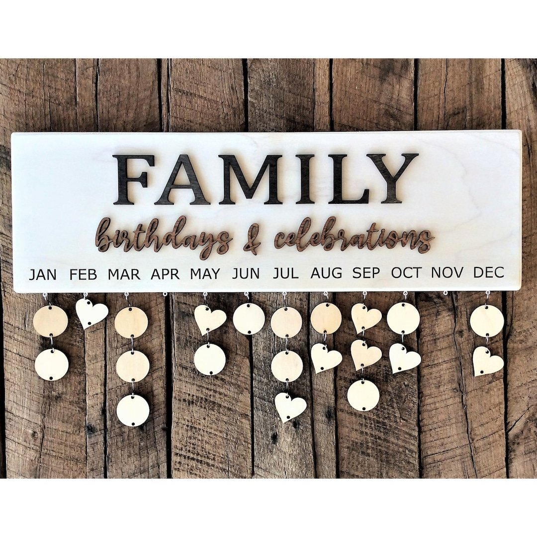 Family Birthday Board, Birthdays and Celebrations Calendar, Wood ...