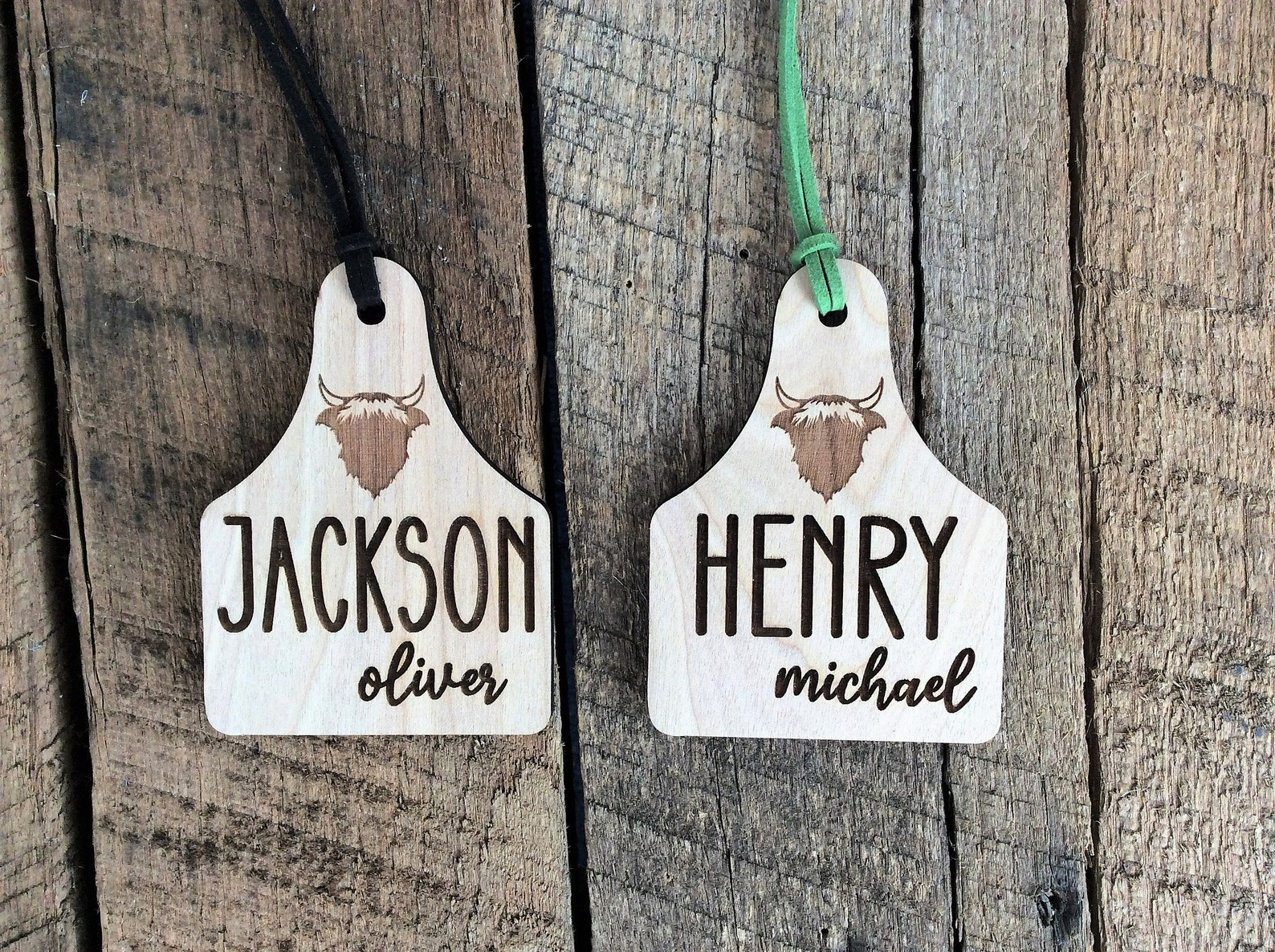 Personalized Cow Tag, Engraved Wooden Backpack Tag - Etsy
