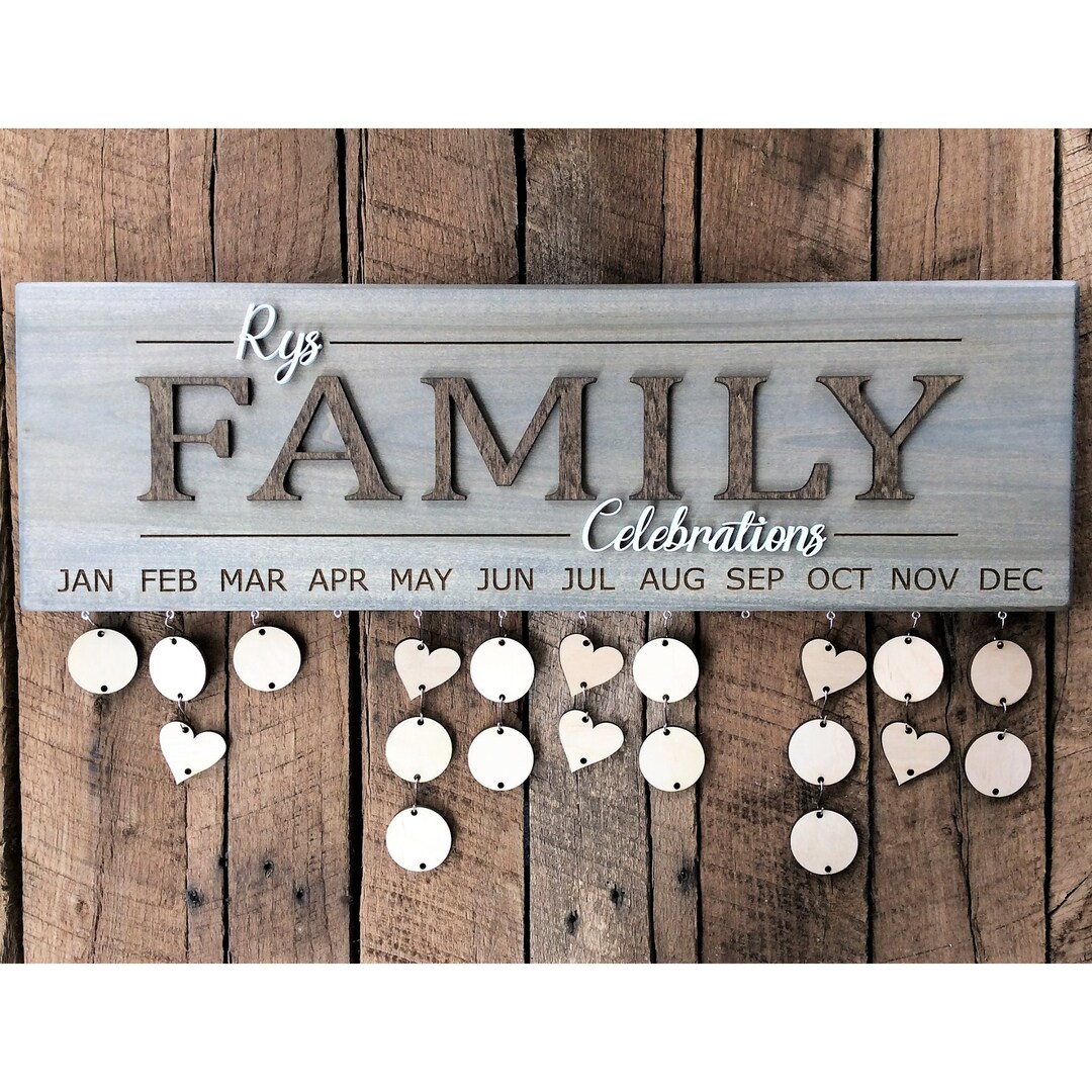 Personalized Family Celebrations Board, Birthday Tracker Wall Sign ...