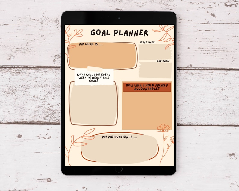 Goal Planner Printable, Goal Planner Digital PDF, Daily Goal Planner ...