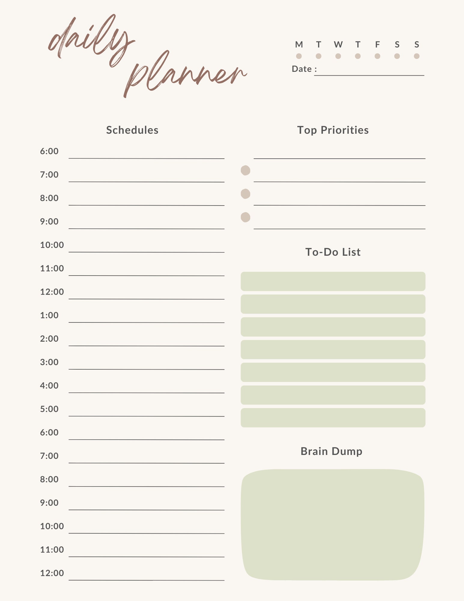 Minimalist Daily Planner Printable Planner Digital Planner - Etsy