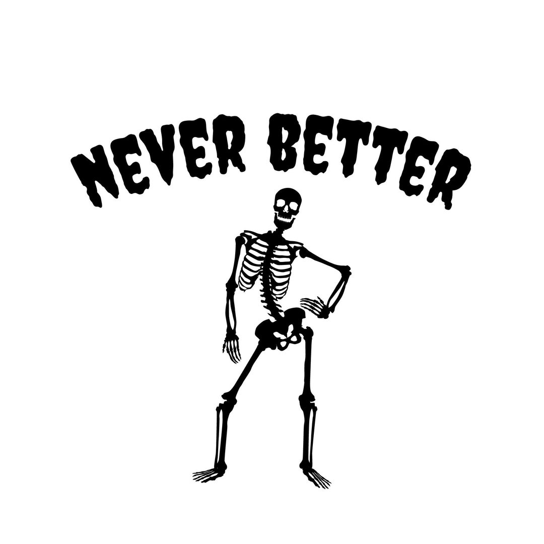 Never Better Skeleton Funny Halloween Design, Skeleton PNG, Halloween ...