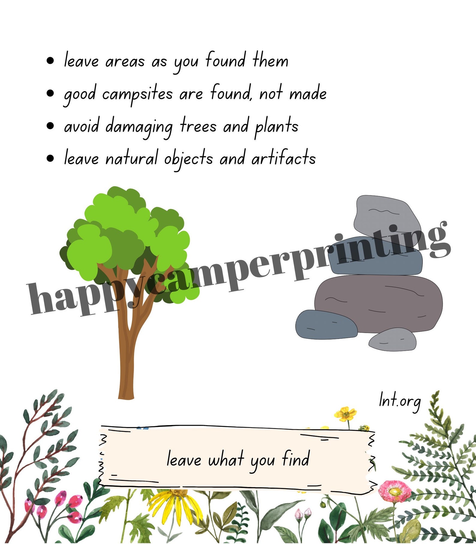 Leave No Trace Printable Guide, 8 Page Flyer Leave No Trace Pdf, Camping Rules Png, Sustainable ...