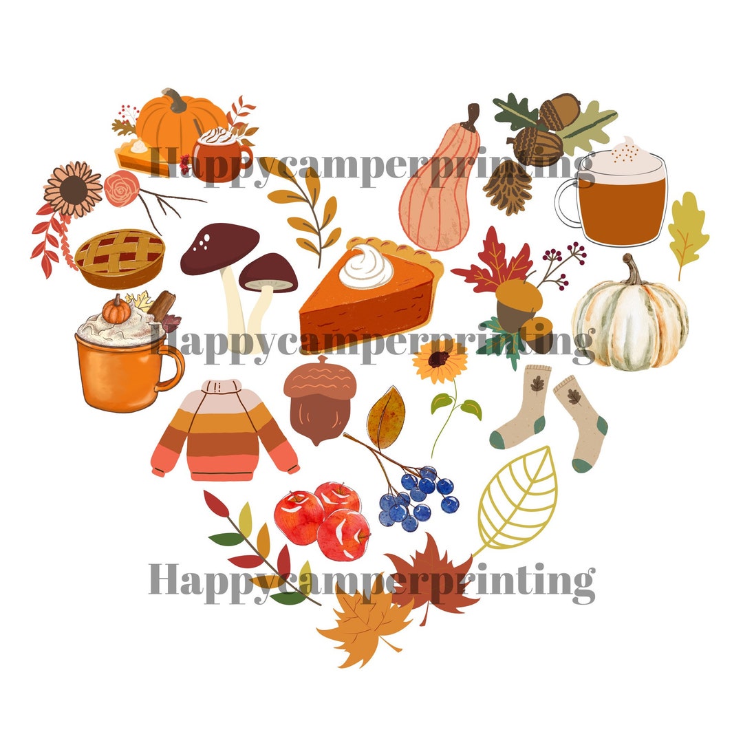 Fall Themed Heart PNG, Autumn Heart JPG, Fall Background - Etsy