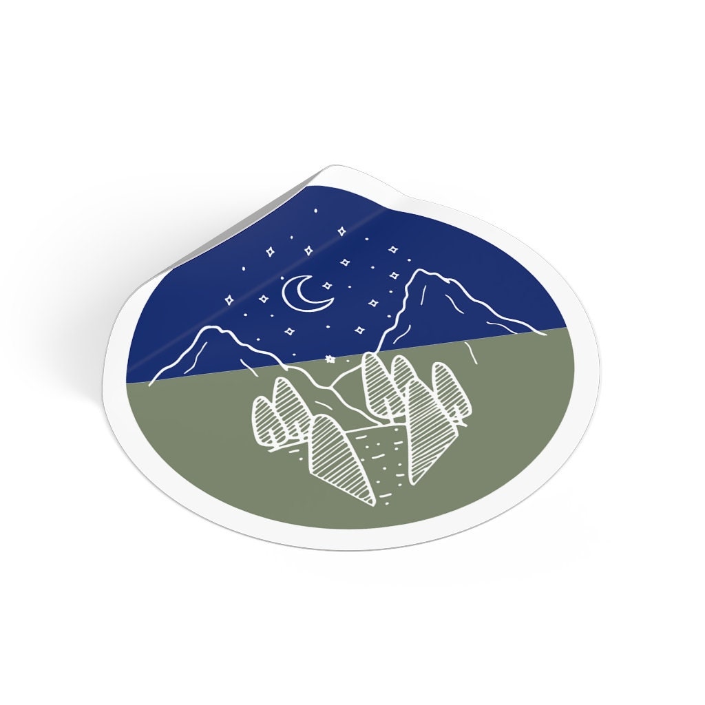 Midnight Stars Round Vinyl Stickers, Midnight Mountain Range, Camp Set ...