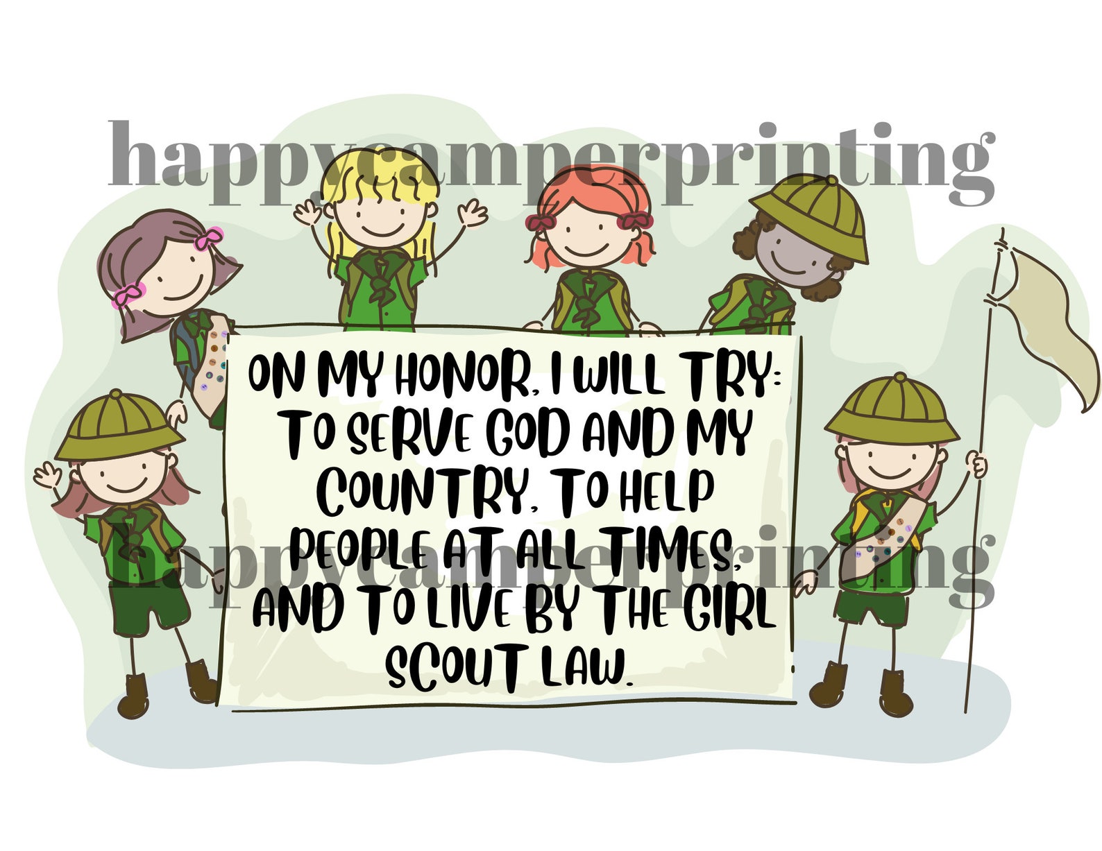 Girl Scout Promise Flyer, Girl Scout Printable, Girl Scout Instant ...
